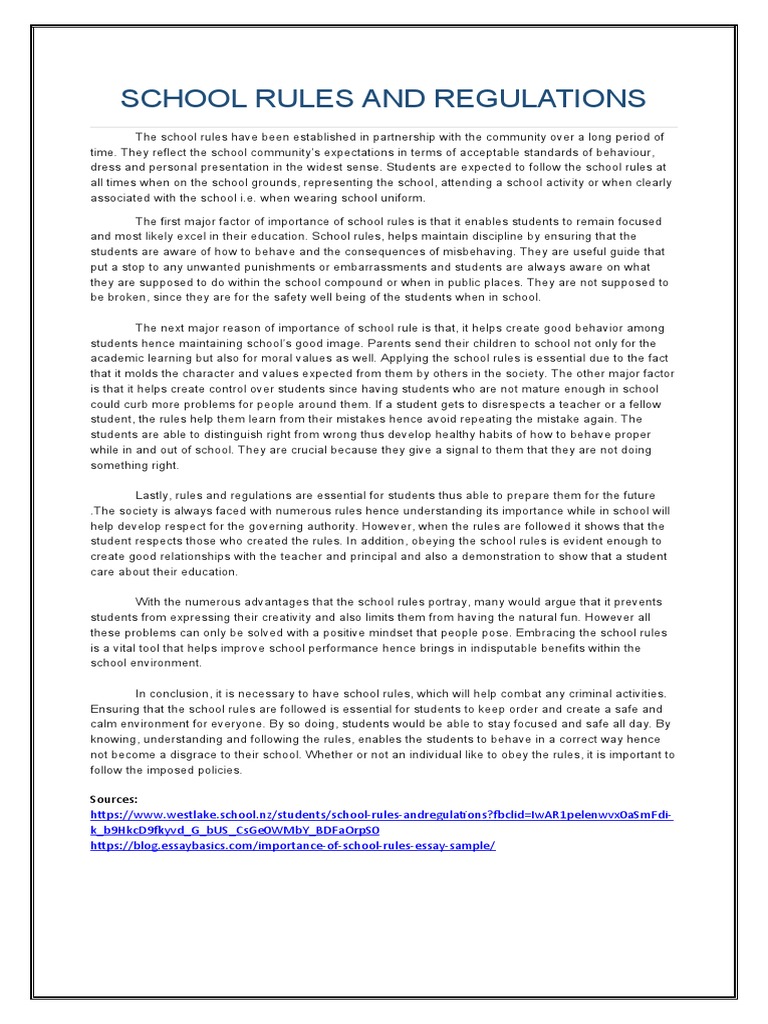 School Rules and Regulations | PDF | Value (Ethics) | Teachers