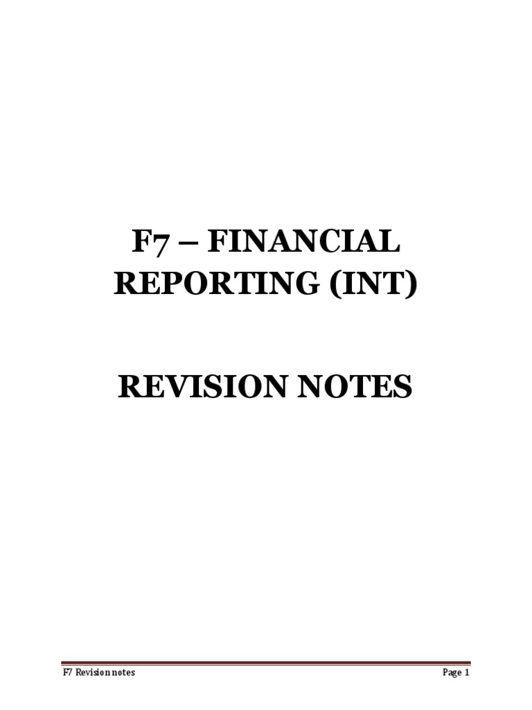 F7 Revision Notes | PDF | Intangible Asset | International Financial ...