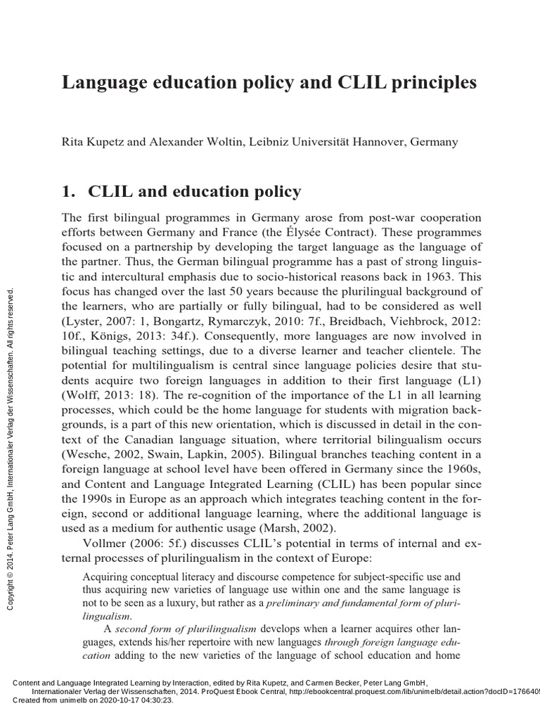 CLIL Principles 2 | PDF | Language Education | Second Language