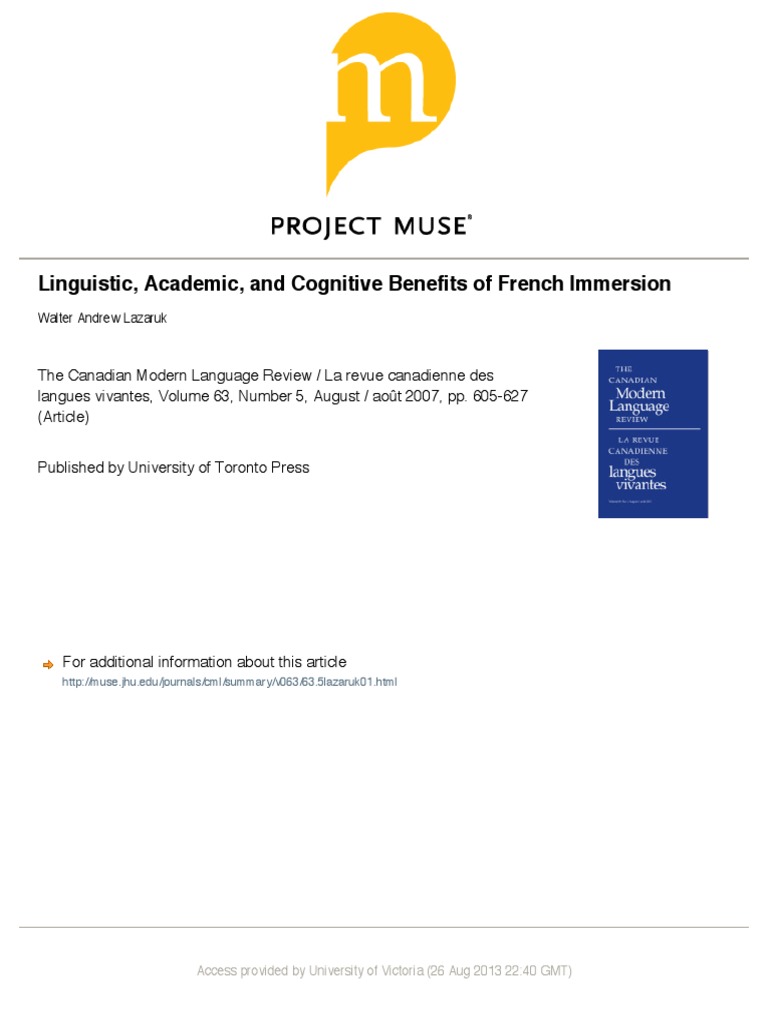 Benefits of Immersion | PDF | Multilingualism | Second Language
