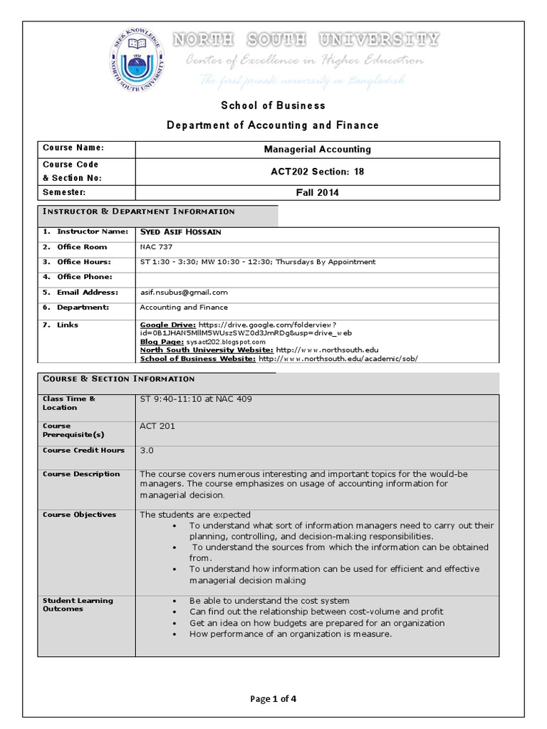 ACT 202 Sec.18 Course Outline | PDF | Special Education | Lecture
