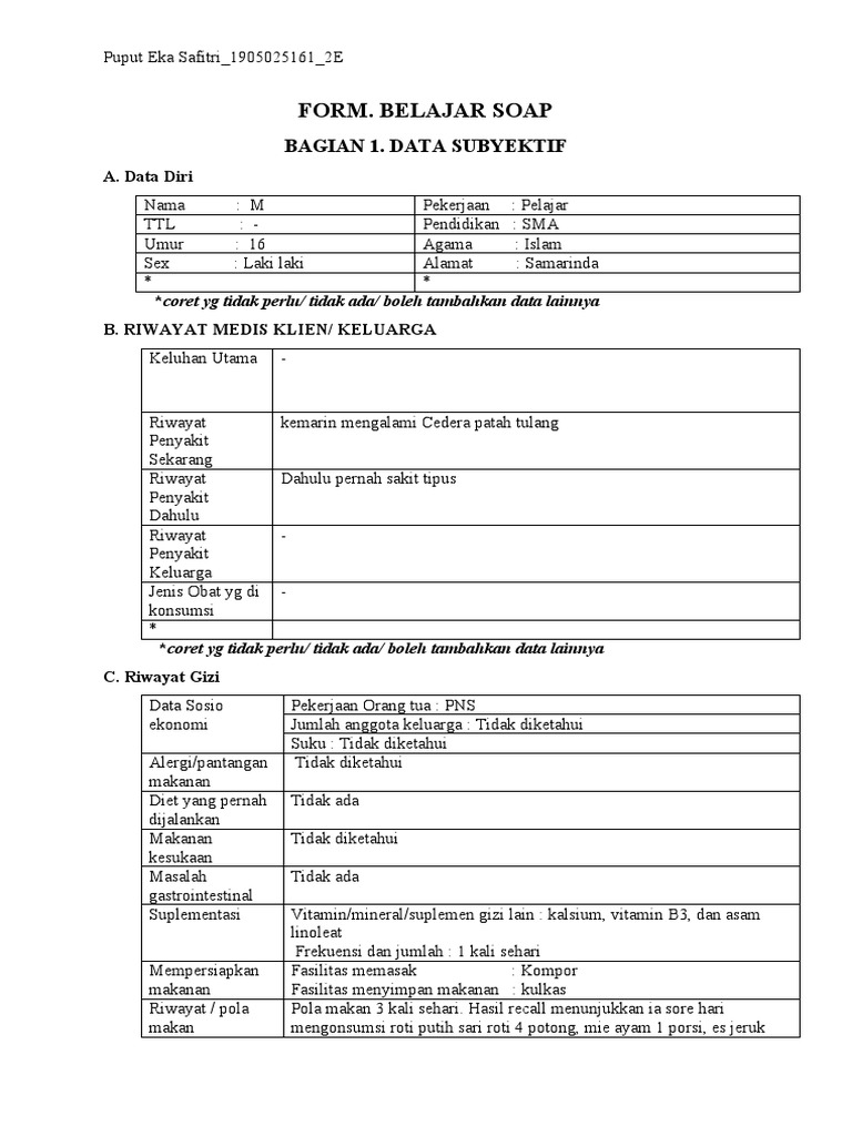 FORM Soap Remaja | PDF
