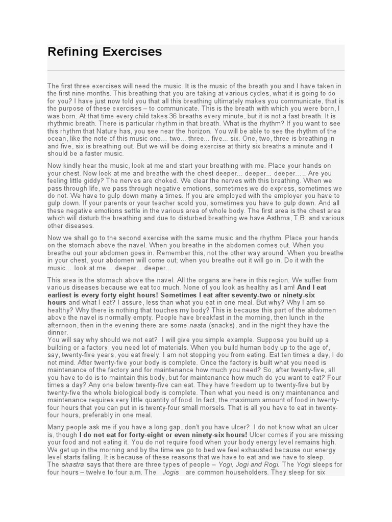 Refining Exercises | PDF | Chakra | Prana