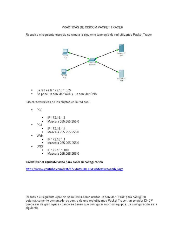 Practicas de Ciscom Packet Tracer | PDF | Dirección IP | Comunicación por medio de ordenadores