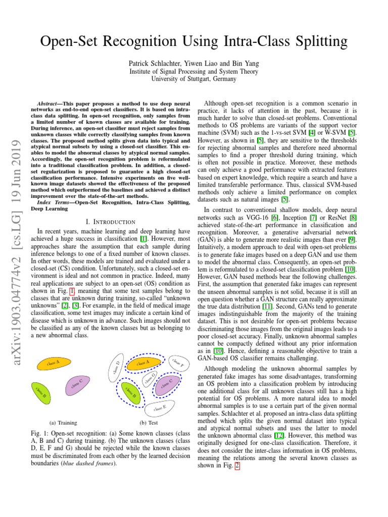 Intra-Class Splitting for Open-Set Recognition | PDF | Deep Learning ...