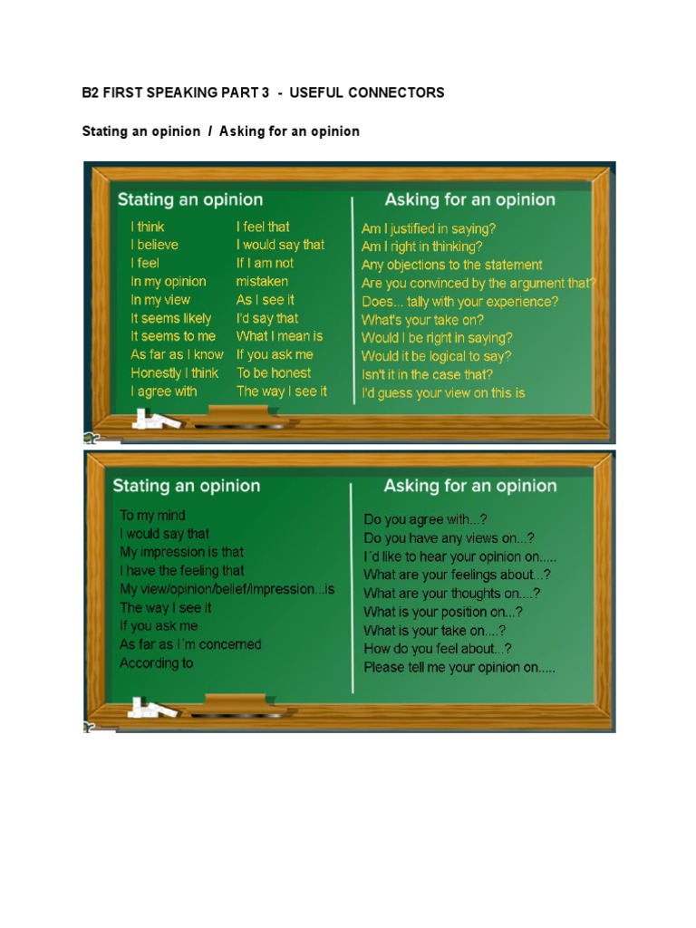 B2 First Speaking Part 3 - Useful Connectors PDF | PDF