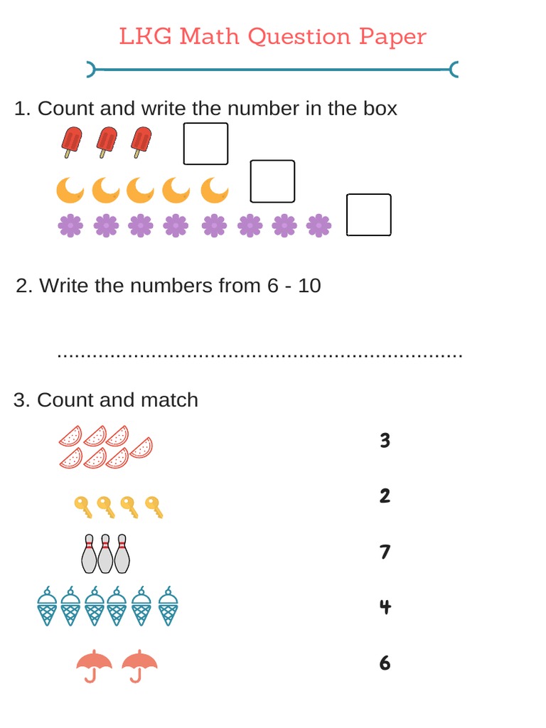 LKG Math Question Paper PDF | PDF | Teaching Mathematics