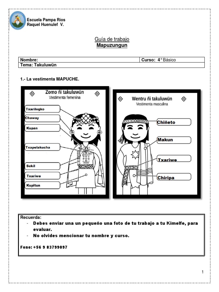 Actividades sobre la vestimenta mapuche | PDF
