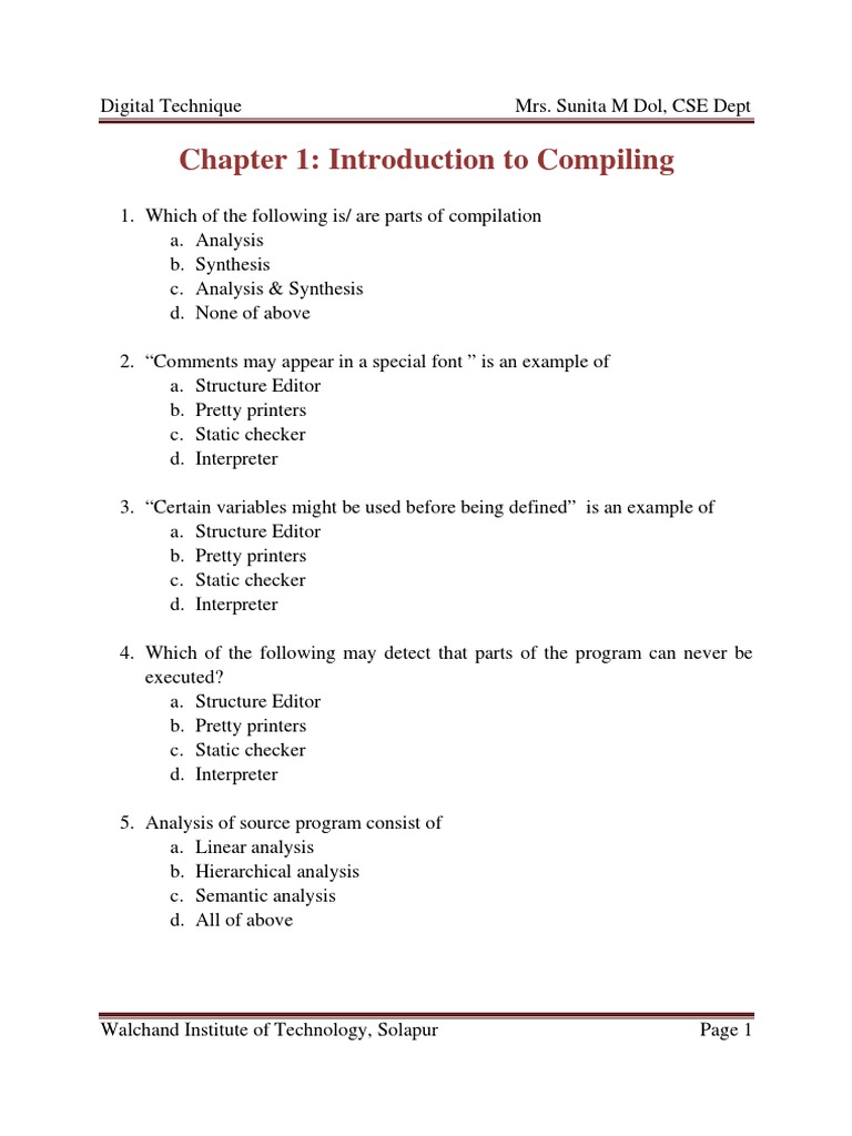 Chapter 1: Introduction To Compiling | PDF | Compiler | Parsing