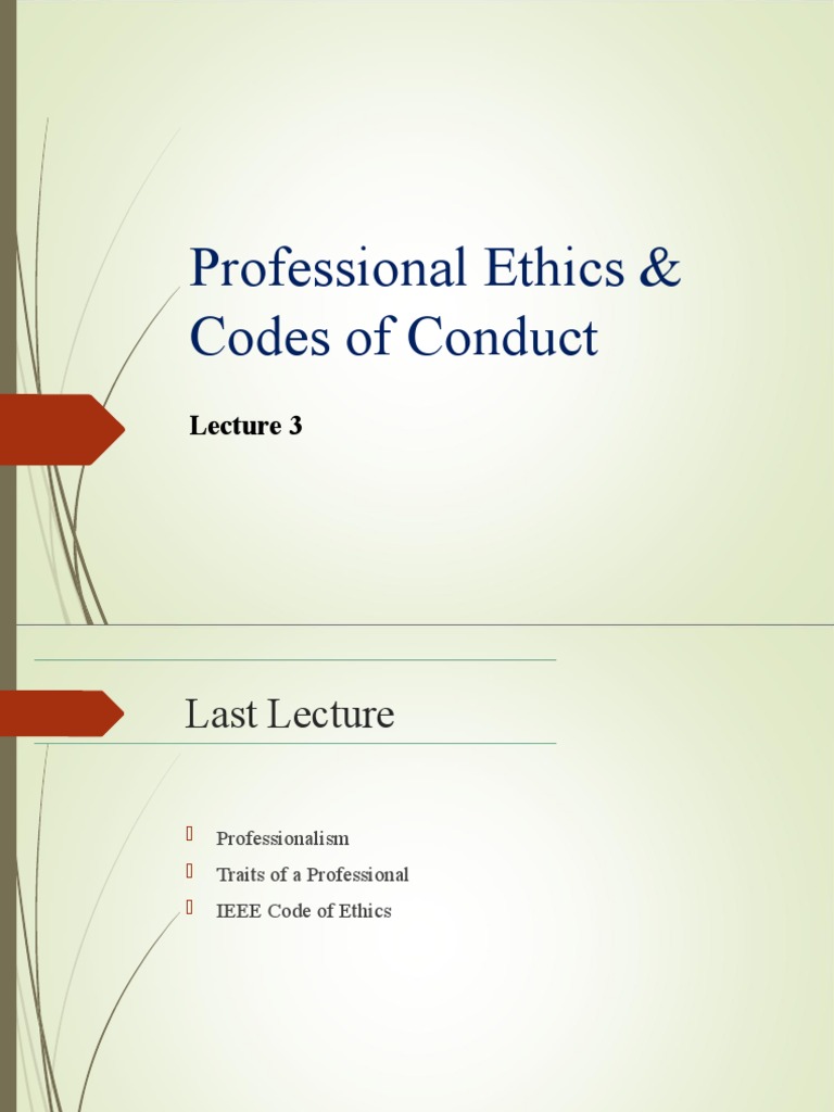 Professional Ethics & Codes of Conduct | PDF | Association For ...
