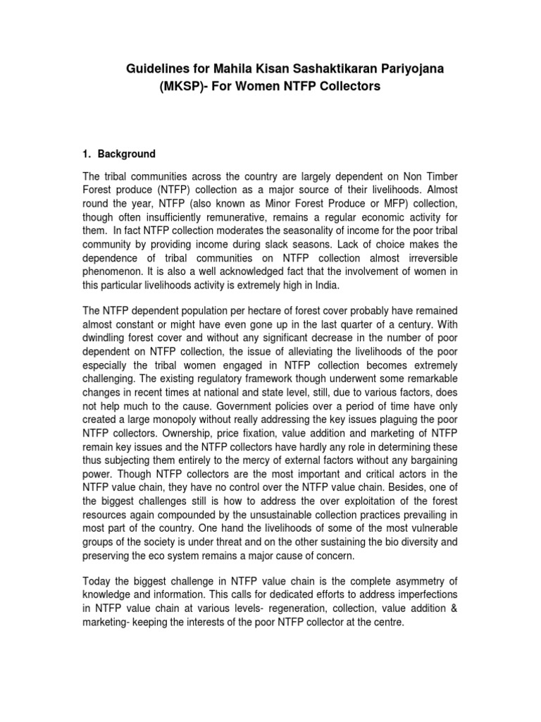 Guidelines For Mahila Kisan Sashaktikaran Pariyojana (MKSP) - For Women ...