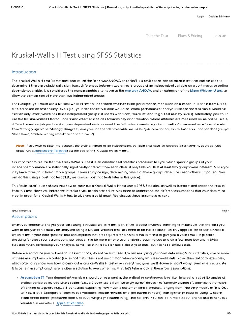 Kruskal Wallis H Test In Spss Statistics Procedure Output And Interpretation Of The Output