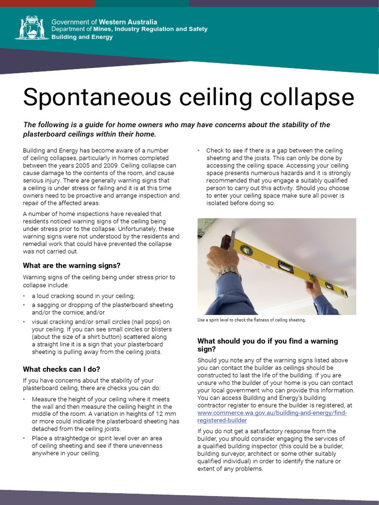 Spontaneous Celing Collapse | PDF | Drywall | Roof