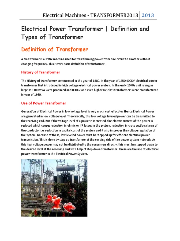Electrical Power Transformer - Definition and Types of Transformer ...