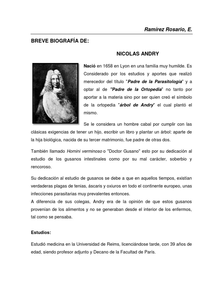 Biografia NICOLAS ANDRY | PDF | Medicina | Medicina CLINICA