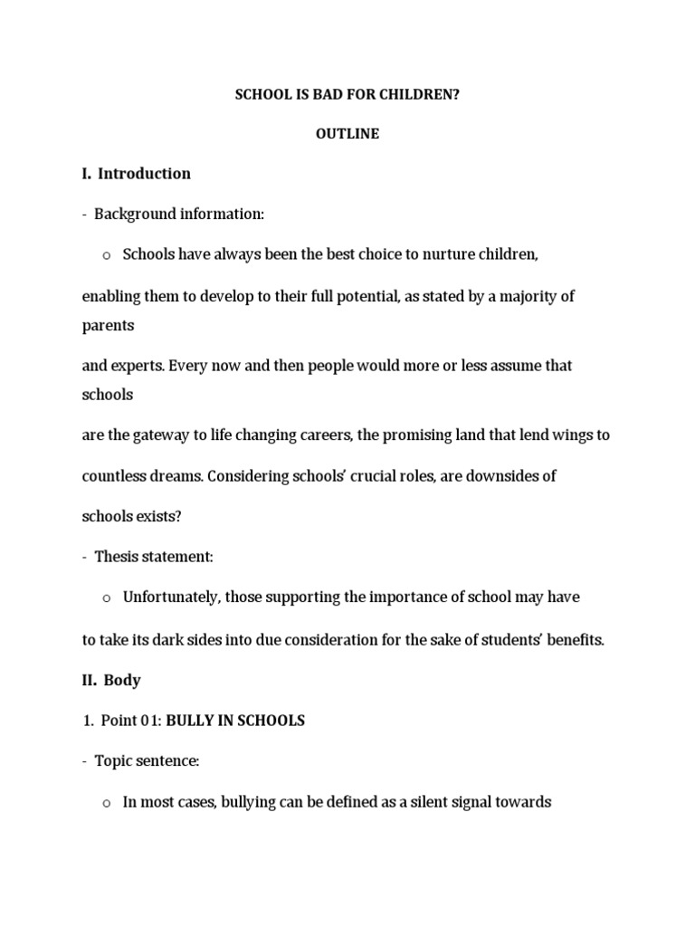 School Is Bad For Children | PDF | Bullying | Homeschooling