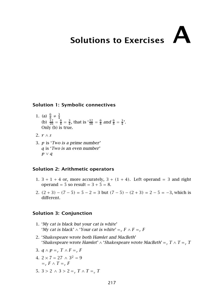 Solutions To Exercises: Solution 1: Symbolic Connectives | PDF | Metaphilosophy | Logical ...
