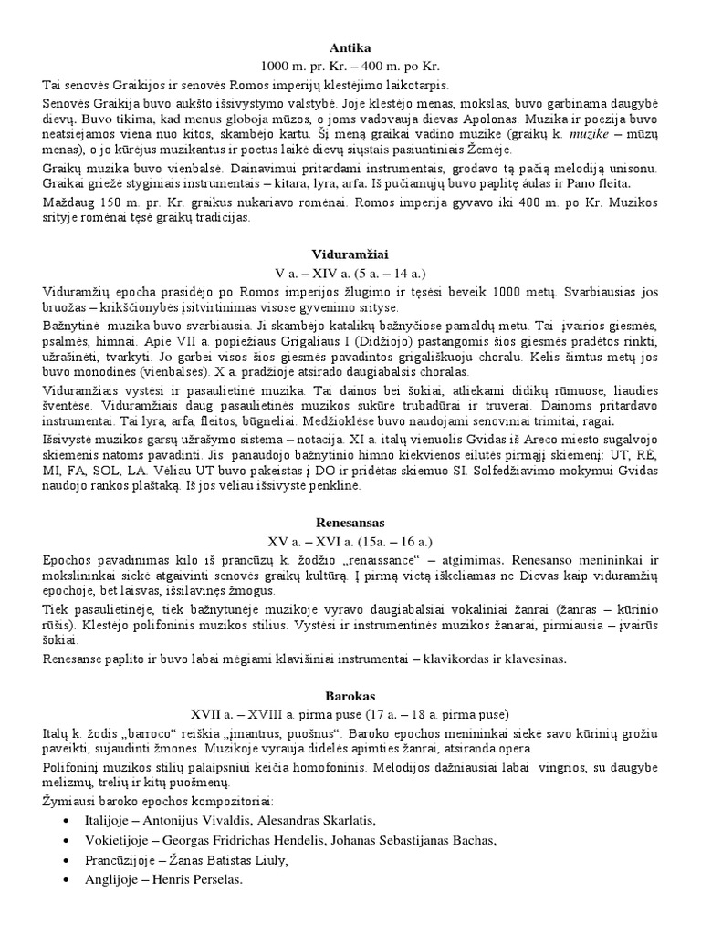 Muzikos Epochos | PDF