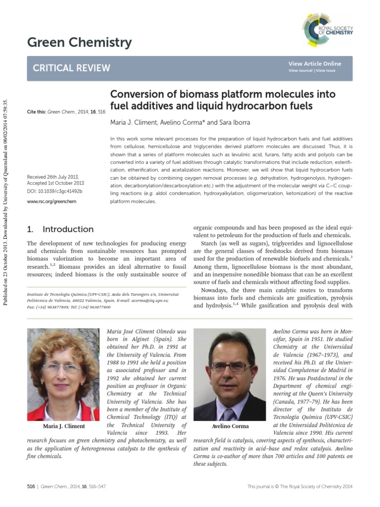 Conversion of Biomass Platform Molecules Into Fuel Additives and Liquid ...
