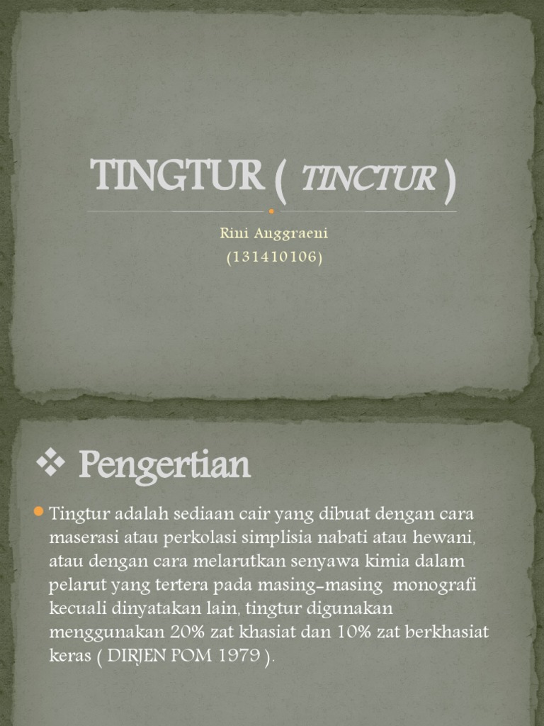 Tingtur (Tinctur) | PDF