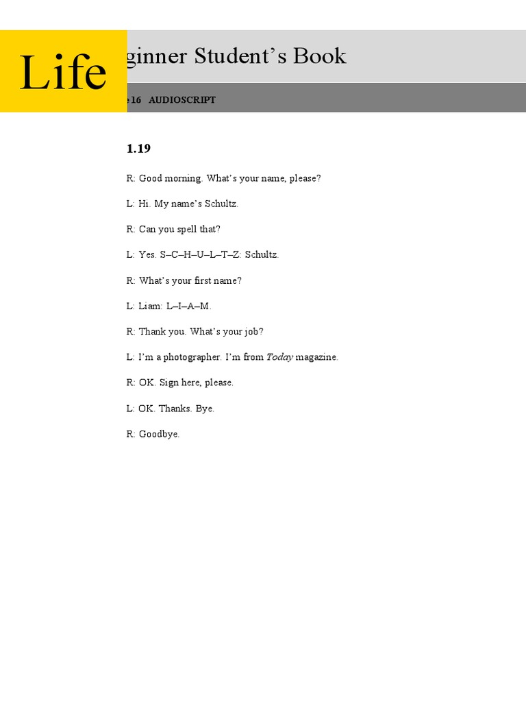 Life Life: Beginner Student's Book | PDF