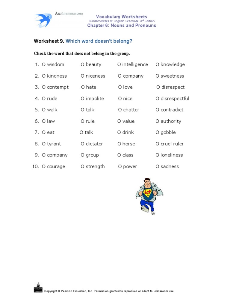 Worksheet 9.: Which Word Doesn't Belong? | PDF
