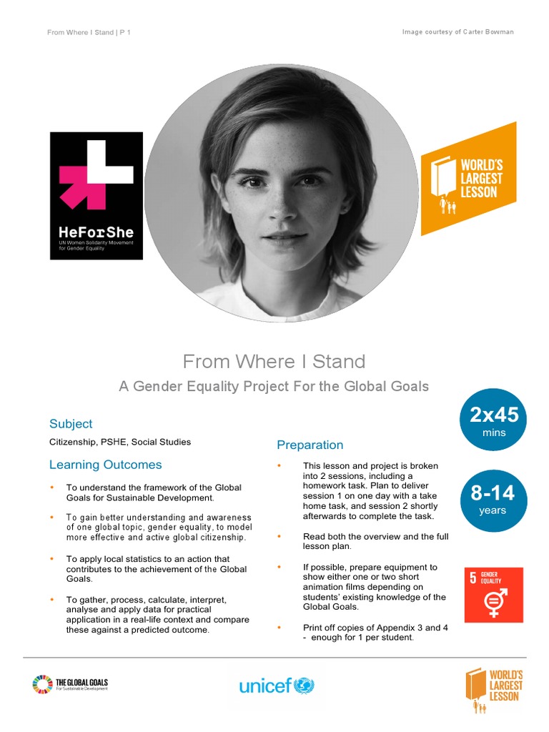 Final Gender Equality Lesson Plan 1 Pdf Pdf Gender Gender Studies