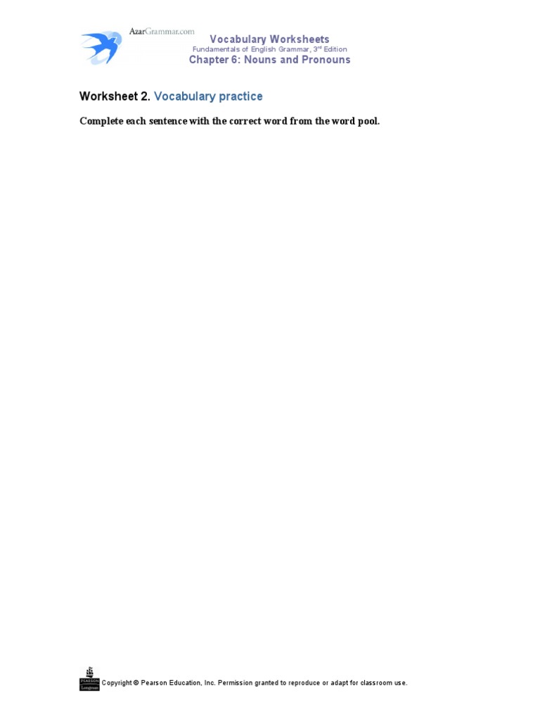 Worksheet 2.: Vocabulary Practice | PDF | English Grammar | Linguistics