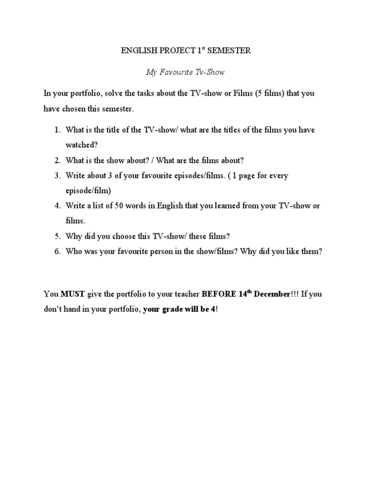 English Project on Favorite TV Shows | PDF