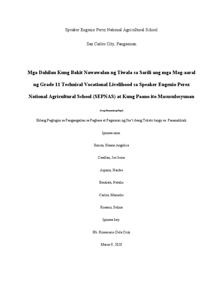 Speaker Eugenio Perez National Agricultural School | PDF