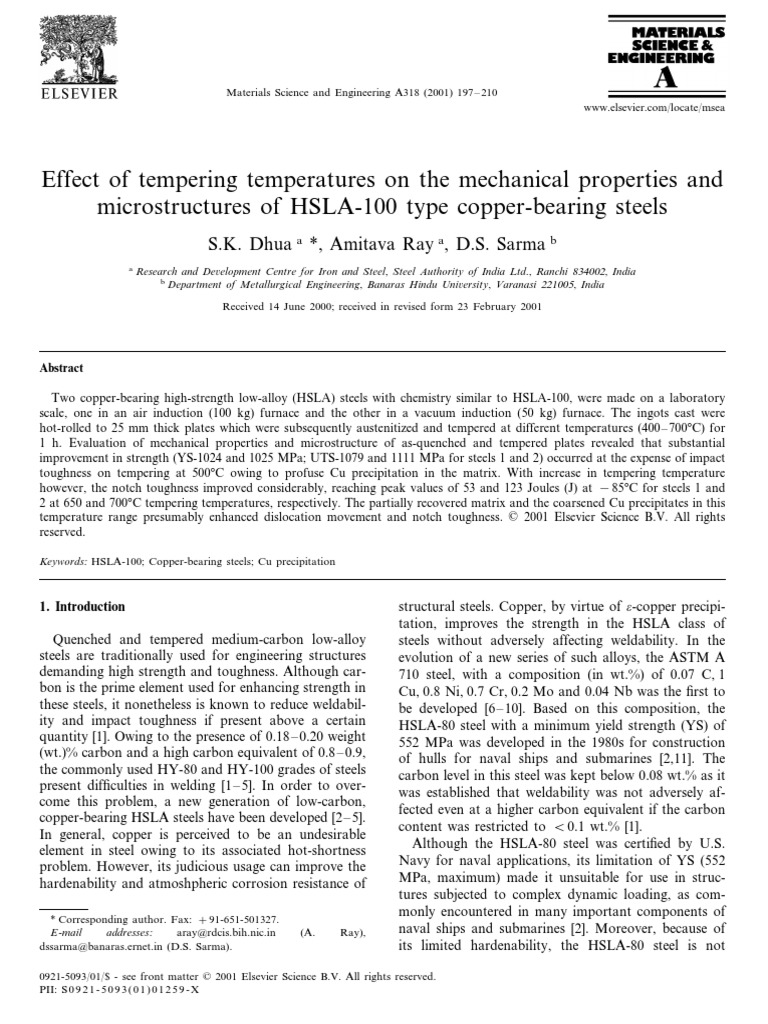 Effect of Tempering Temperatures On The Mechanical Properties and ...