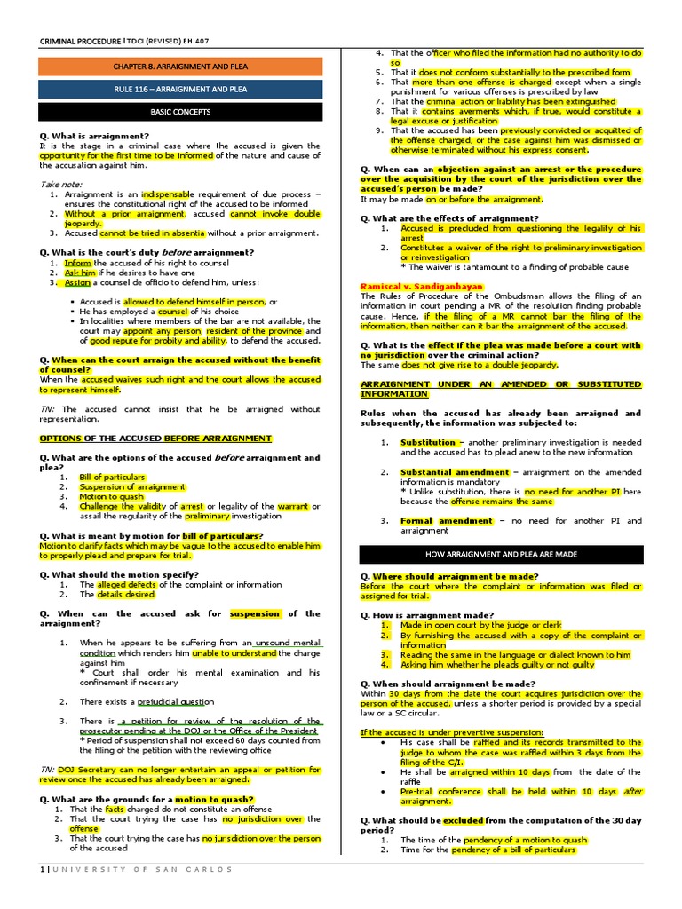 Rule 116 - Arraignment and Plea Basic Concepts: Ramiscal v. Sandiganbayan | PDF | Plea | Arraignment
