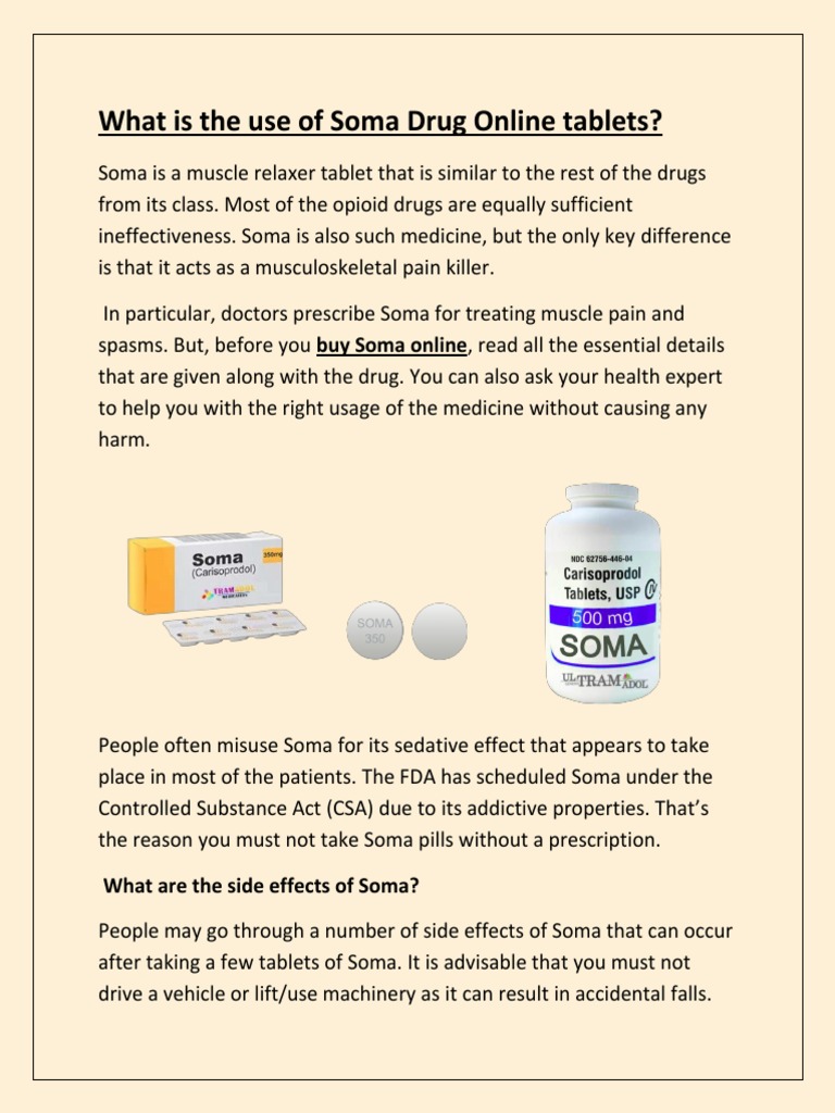 What Is The Use of Soma Tablets | PDF