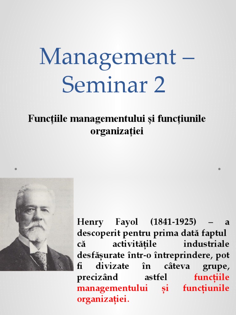 Seminar 2 - Funcțiile Managementului Și Funcțiunile Organizației | PDF