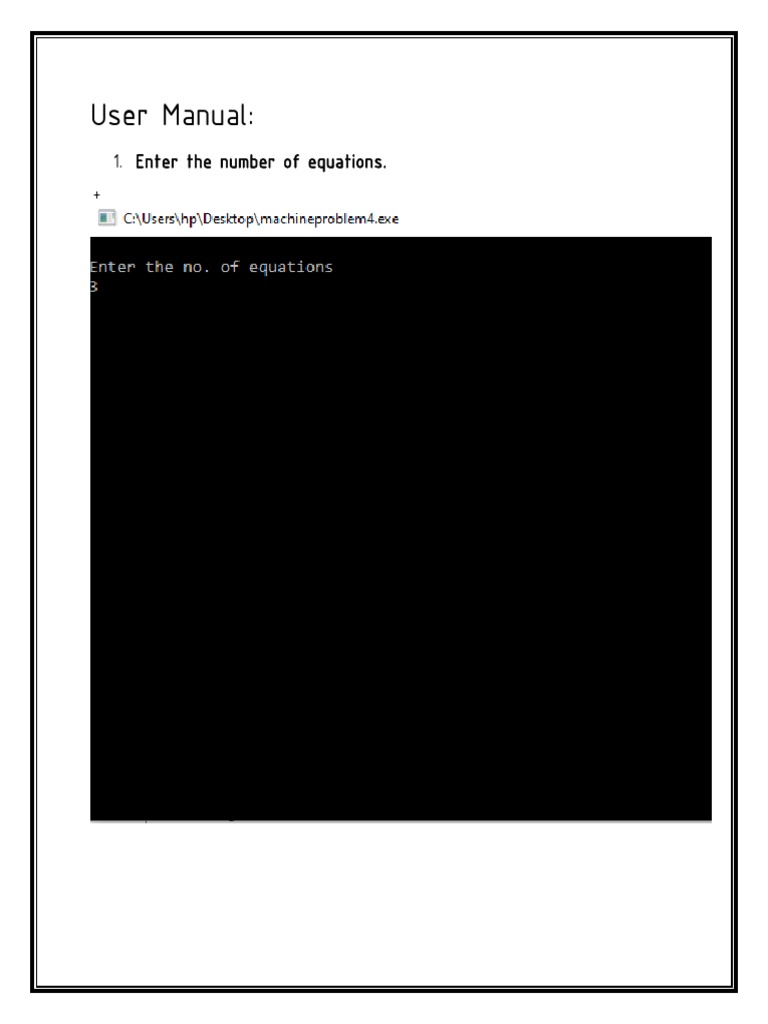 User Manual:: 1. Enter The Number of Equations | PDF | Computers ...
