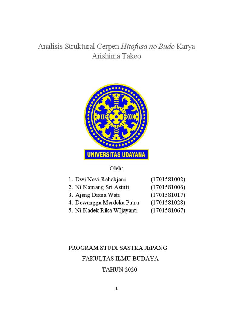 Analisis Struktural Cerpen Hitofusa No Budo Karya Arishima Takeo | PDF