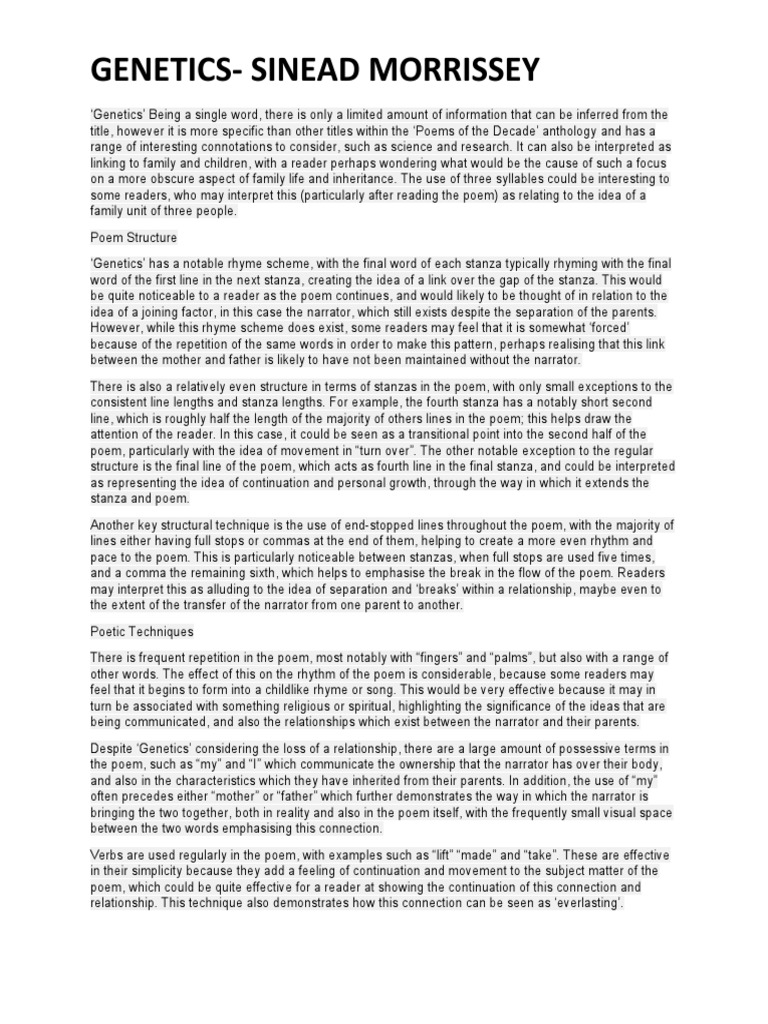 GENETICS | PDF | Poetry | Rhyme