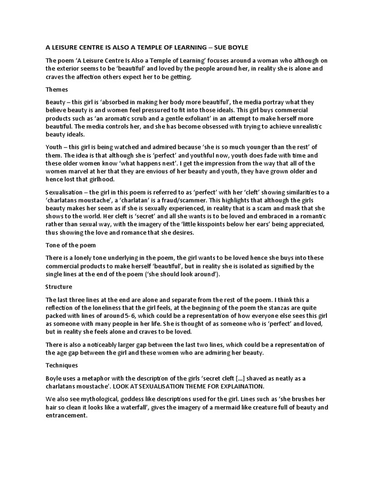 A Leisure Centre Is Also A Temple of Learning | PDF | Song Of Songs ...