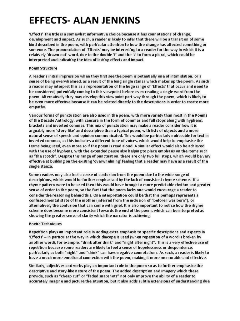 Effects-Alan Jenkins | PDF | Punctuation | Poetry
