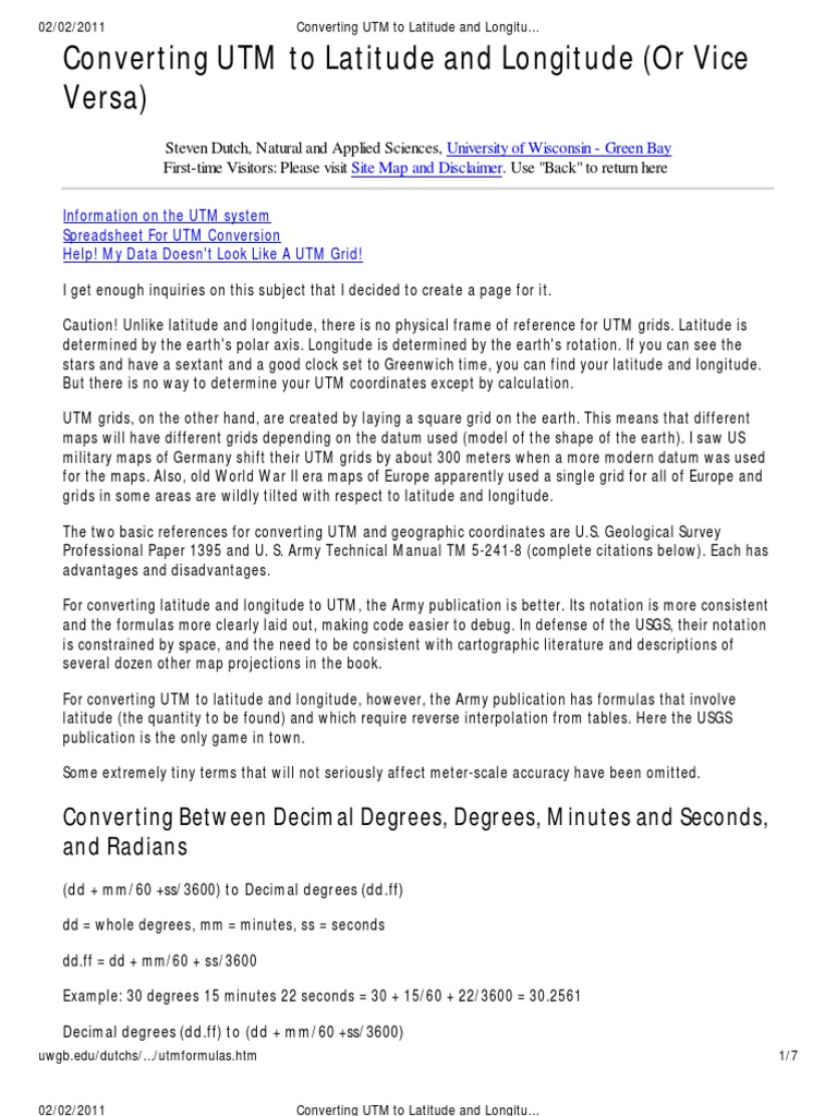 Converting UTM To Latitude and Longitude (Or Vice Versa) | PDF | Latitude | Longitude