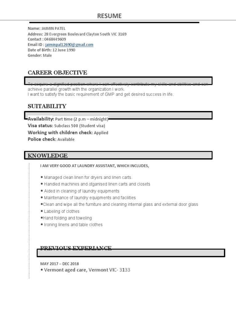 Resume Laundry - Jaimin | PDF | Career & Growth