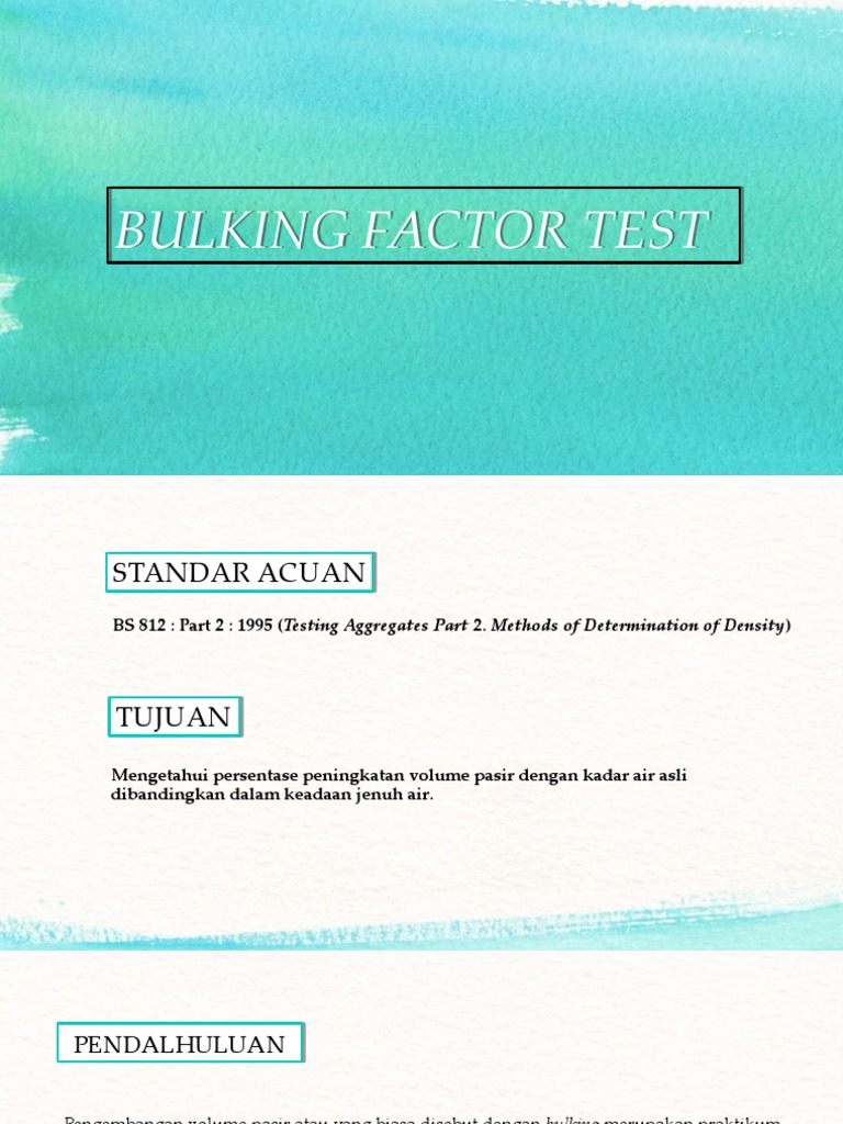 Bulking Factor Test | PDF