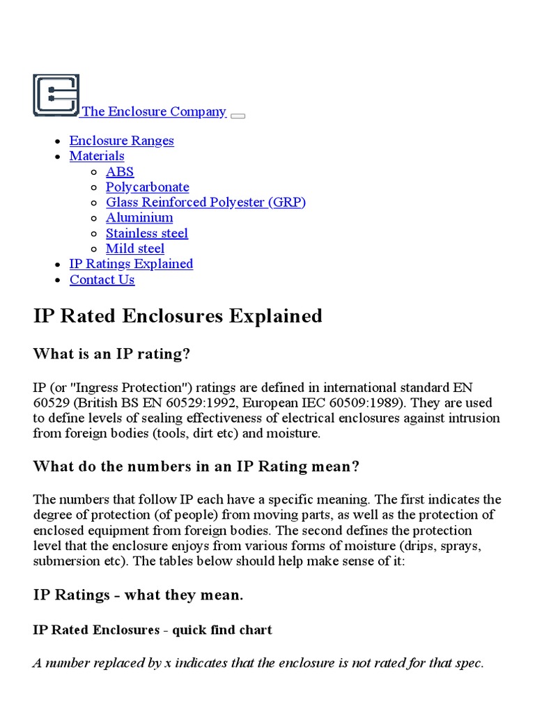 Ip Ratings Explained | PDF
