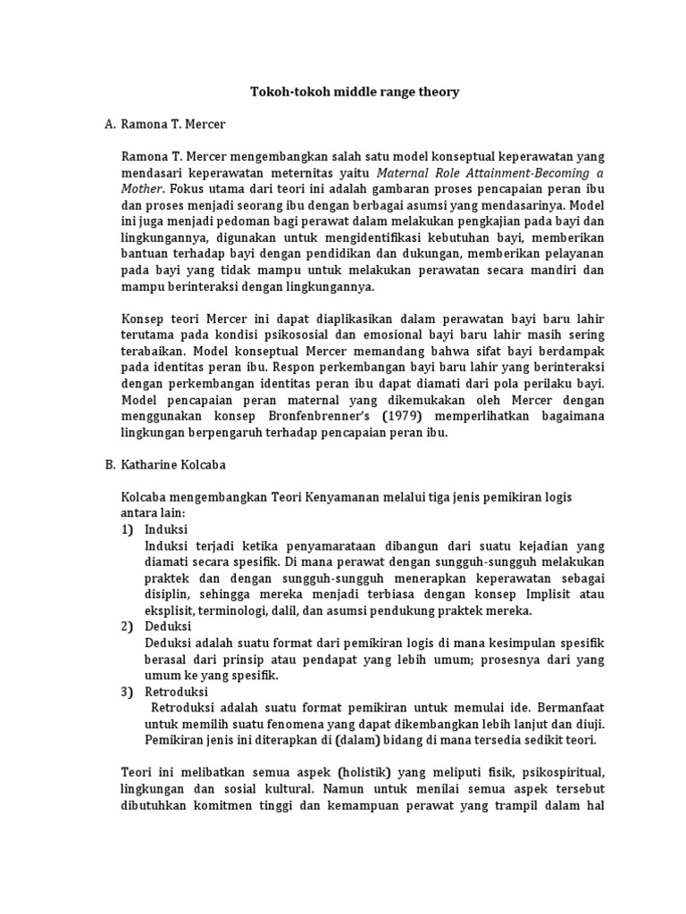 Tokoh dalam Teori Middle Range Keperawatan | PDF