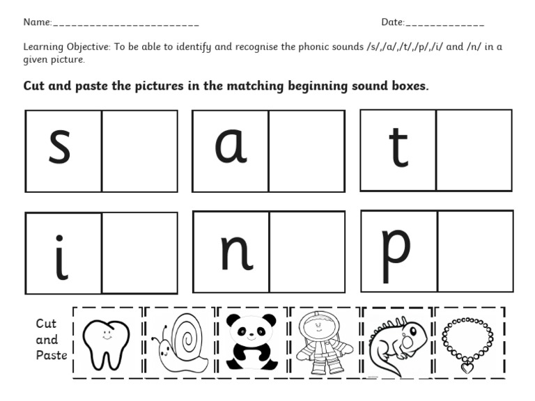 Satpin Cut and Paste Worksheet | PDF