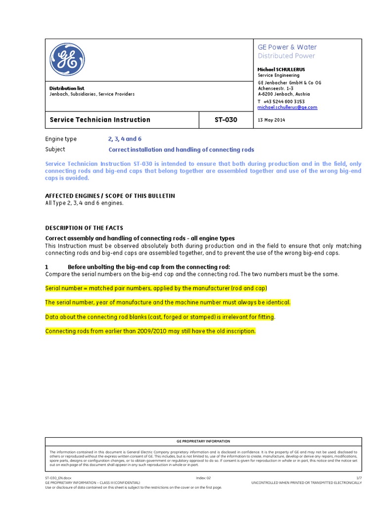 ST-030 Correct Installation and Handling of Connecting Rods PDF | PDF ...