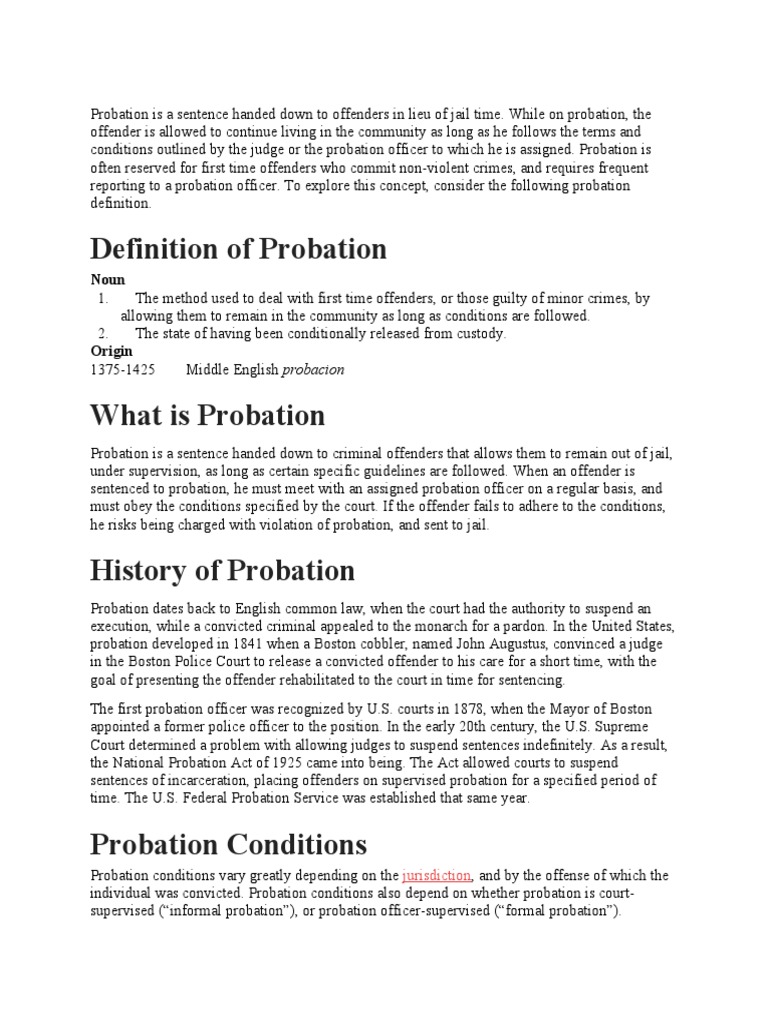 Definition of Probation: Jurisdiction | PDF