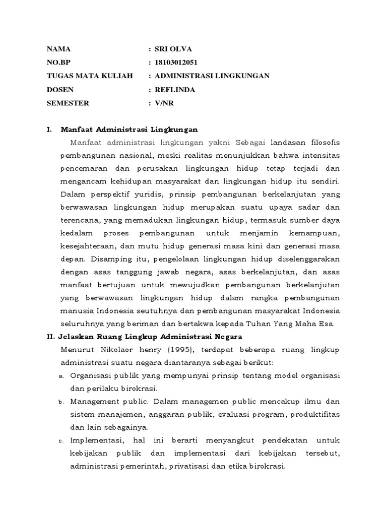 Manfaat dan Ruang Lingkup Administrasi | PDF