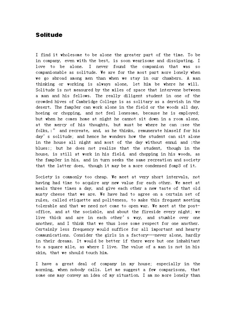 Solitude | PDF | Solitude