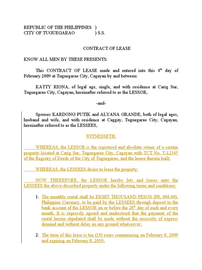 Contract of Lease of Real Property | PDF | Lease | Natural Resources Law